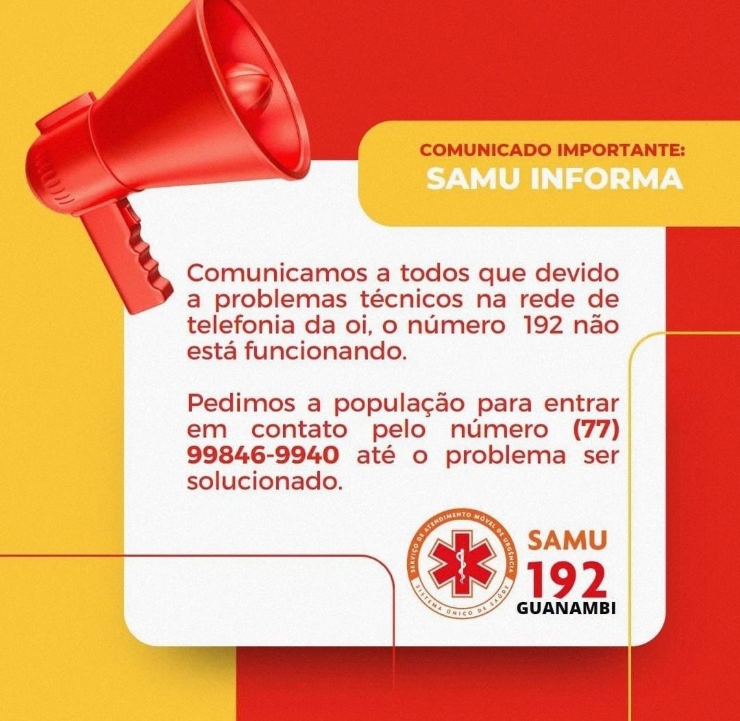 Telefone 192 está temporariamente fora de serviço em Guanambi - Folha ...